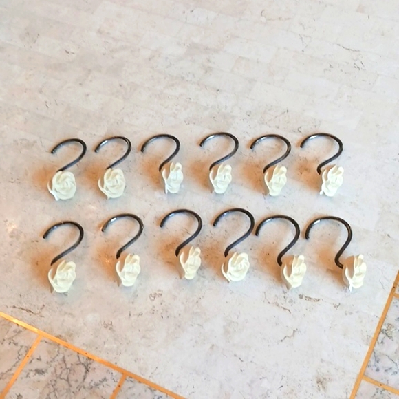 Bath | Vintage Shower Curtain Hooks Metalnew 12 Hooksrose Petal ...